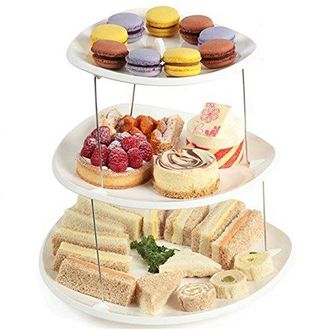 Shine 3 Tier Twistfold Flat Cake Stand/Paries,Gathering,Guests Collapsible Plates (Wei&szlig;)