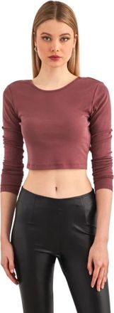 Only Kika Langarm Cropped Top - - Tops - Damen - Rosa - L