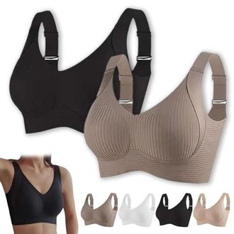 Generic Soutien-gorge rehausseur sans couture pour femme - Soutien-gorge push-up c&ocirc;tel&eacute; r&eacute;glable sans fil - Couverture compl&egrave;te, 2 pi&egrave;ces-F, XXL