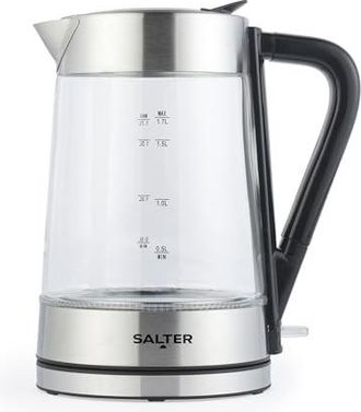 Salter Salter Farbwechsel-Wasserkocher, Anti-Kalk-Filter LED-Beleuchtung von Blau bis Rot, BPA-frei, 360° Drehbasis, Trockenkochsensor, 1,7L