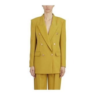 Elisabetta Franchi Femme, Vestes, Jaune, Taille: 36 FR Veste Blazer en Laine
