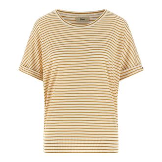 Herno Gestreiftes T-Shirt mit Umschlag&auml;rmeln - - Tops - Damen - Gelb - M