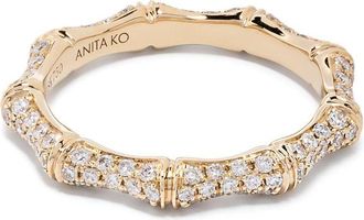 Anita Ko 18kt Bamboo Gelbgoldring mit Diamanten