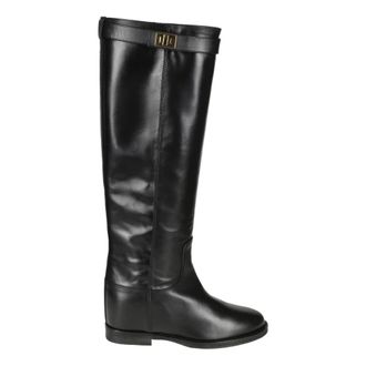 Via Roma 15 Schwarzer Lederschuh mit goldener Schnalle - - Shoes - Damen - Schwarzk - 39 EU