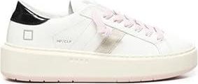 D.A.T.E. Chaussures Femme Hill Low P.C.White-Black Sneakers Platform en Cuir Blanc, Blanc, 41 EU