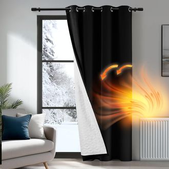 Deconovo Blickdichte Gardine Kälteschutz Verdunklungsvorhang Vorhänge Wärmeisolierend Ösenvorhang Vorhang Haustür Lärmschutz Türtrenner, 229x132(HöhexBreite), 