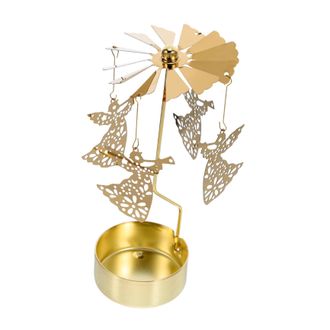 Cabilock Rotierender Teelichthalter Karussell Design Metall Kerzenst&auml;nder mit Schutzengel Motiv f&uuml;r Romantische Anl&auml;sse Hochzeit Party Tischdekoration Kompakt 