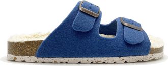 Thies Damen vegan Hausschuhe Plüsch Blau