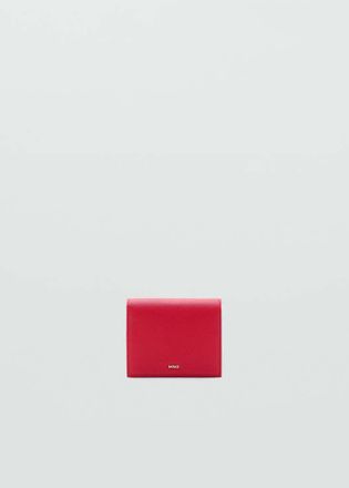 Mango Portefeuille petit effet saffiano rouge - Femme - Taille unique - MANGO