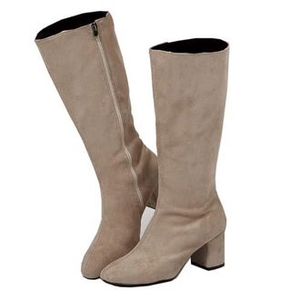 Generic Bottes habill&eacute;es &agrave; talon &eacute;pais et bout pointu pour femme, talon bloc en daim, fermeture &eacute;clair lat&eacute;rale, chaussures d&eacute;contract&eacute;es pour lautomne et lhi