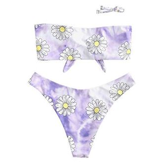 Generic Maillot De Bain Femme Grande Taille- Ensemble Bikini Deux Pi&egrave;Ces pour Imprim&eacute; Tournesol Tie-Dye Maillot De Bain Push-Up