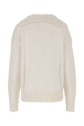 Jil Sander Womens Ivory Cashmere Blend Oversize Sweater 107 Maglieria