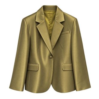 Actualee Eleganter Satin-Blazer - - Jackets - Damen - Gr&uuml;n - L