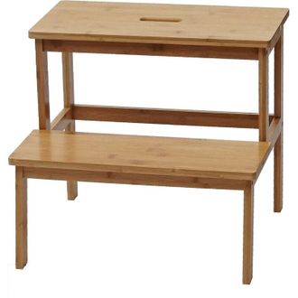 Mendler Mendler - Tabouret marche-pied HWC-B87, banquette, marchepied, tabouret en bois, bambou 43x47x38cm