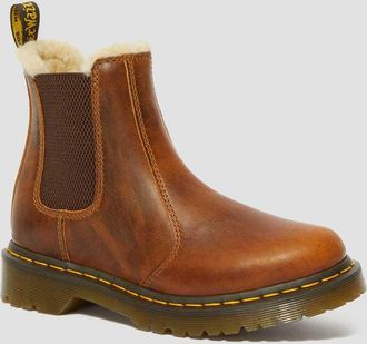 Dr. Martens Leder 2976 Leonore Chelsea Stiefel Mit Kunstpelzfutter Schuhe in Braun, Größe: 36