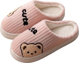 Generic Chaussons ours pour femme | Chaussons mignons pour homme | Sliders à enfiler | Jolis pantoufles en forme danimal | Claquettes amusantes en mousse à mé