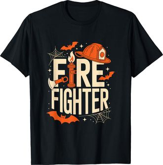 Shinkai Halloween Feuerwehrmann Gruselige Kürbis Fledermäuse Axt T-Shirt