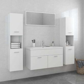 vidaXL vidaXL Ensemble de meubles de salle de bain Blanc Bois dingénierie