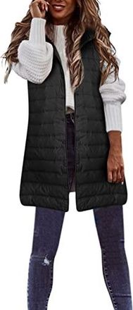 Generic Vestes dhiver &agrave; capuche pour femmes, manteau fin et l&eacute;ger, veste matelass&eacute;e d&eacute;contract&eacute;e avec poches, Noir, XS