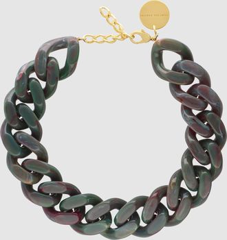 Vanessa Baroni Collier Big Flat Chain Green Marble