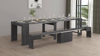 Dmora Tisch- und Stuhlset Crispin, Mehrzweckkomposition, Set mit Konsole und 1 ausziehbarer Bank, 100% Made in Italy, 66 x 25 x 45 cm, Schiefer