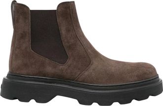 Tod's Femme, Chaussures, Brun, Taille: 43 EU Bottes avec tige en daim et semelle crant&eacute;e
