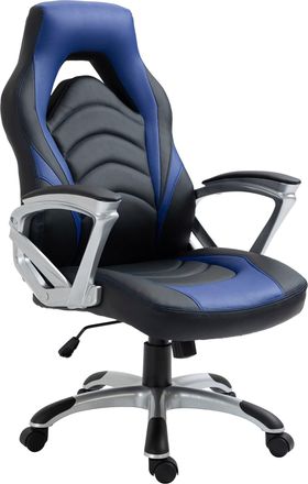 Clp Gaming Bürostuhl Foxton Kunstleder I Höhenverstellbarer Schreibtischstuhl I Drehstuhl Mit Gepolsterten Armlehnen, Farbe:schwarz/blau