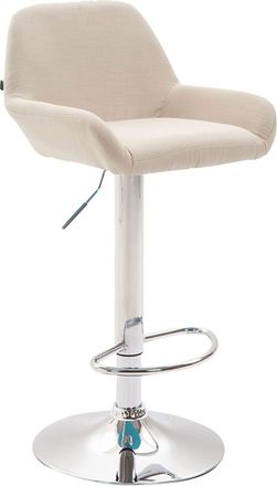 Clp Barhocker Braga Stoffbezug I Höhenverstellbarer Barstuhl Mit Metallgestell I Thekenhocker Mit Integrierter Fußstütze, Farbe:Creme, Gestell Farbe:Chrom