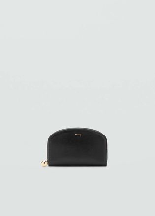 Mango Portefeuille moyen avec mini perles noir - Femme - Taille unique - MANGO