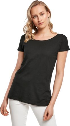 Build Your Brand Ladies Wideneck Tee Damen T-Shirt Shirt Top Kurzarm kurzärmlig, Größe:M, Farbe:Black