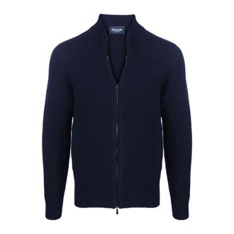 Drumohr Lambswool Rei&szlig;verschluss Cardigan - - Knitwear - Herren - Blau - 2XL