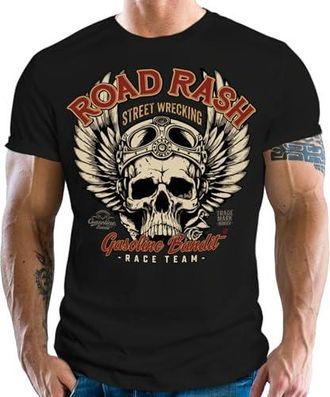 Gasoline Bandit T-Shirt Moto Homme - Road Rash Street Wrecking Coupe Sport, imprim&eacute; Durable, Confort Doux - Streetwear, Racing, Biker, Motard, id&eacute;e Cadeau, 3XL