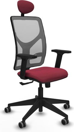 Piqueras y Crespo B&uuml;rostuhl mit 2D-Armlehnen, h&ouml;henverstellbare Lendenwirbelst&uuml;tze und festes Kopfteil, ausgestattet mit 3 Positionen und Schneideschaum, Grau/Granatrot