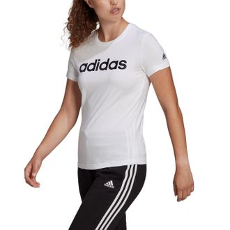 adidas Damen Essentials Slim Logo T-Shirt, White/Black, 2XS