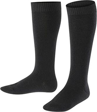 Falke Comfort Wool K Kh laine unies 1 paire, Chaussettes longues Mixte enfant, Noir Black 3000, 27-30