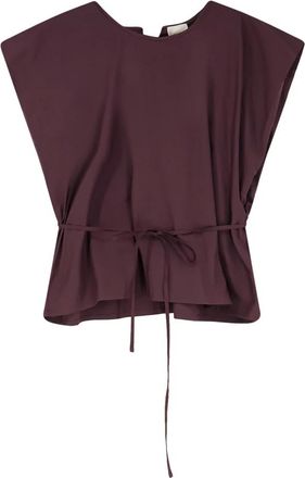 Alysi Femme, Blouses et Chemises, Violet, Taille: 38 FR Haut en coton avec ceinture