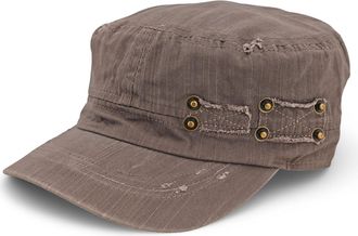 styleBREAKER Unisex Military Cap im Destroyed Vintage Look | verstellbares Army Cap aus Baumwolle | Used Look Schirmmütze für Herren und Damen, Farbe:Taupe