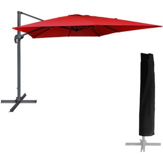 Happy Garden Happy Garden - Parasol d&eacute;port&eacute; molokai carr&eacute; 3x3m rouge + housse
