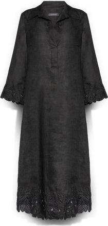 Elena Miro Femme, Robes, Noir, Taille: 42 FR Robe en lin avec dentelle