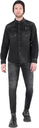 Le Temps Des Cerises Chemise Juanito en Jeans Noir d&eacute;lav&eacute;