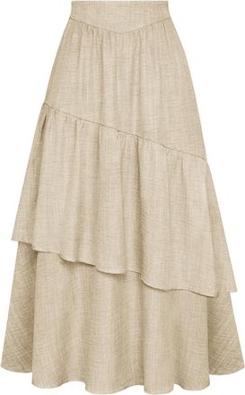 Belle Poque Sommer Röcke für Damen Langer Rock Damen Casual Strand Urlaub Langer Rock Khaki L