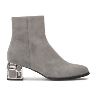 Kazar Graue Wildlederstiefel mit dekorativem Absatz - - Shoes - Damen - Grau - 41 EU
