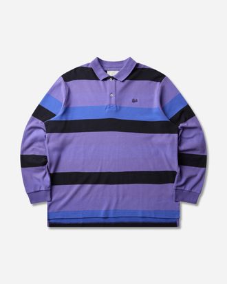 ERL Striped Longsleeve Rugby Polo Purple
