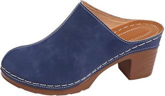 Generic Mules et Sabots Femme &agrave; Talon Bloc Bout Ferm&eacute; Bout Rond R&eacute;tro Sandales Pantoufles L&eacute;g&egrave;res Confortable Chaussures D&eacute;contract&eacute;e pour Printemps Et &Eacute;t&eacute; 40