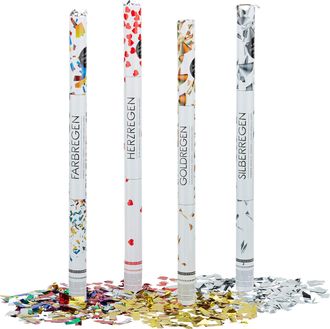 Relaxdays 20 x Party Popper 80 cm im XL Konfettikanonen Set, Konfetti Party Blaster 6-8 m Effekthöhe, metallic