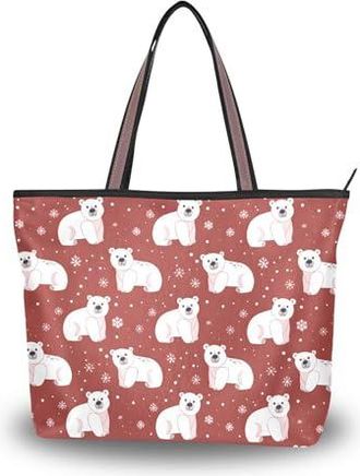 Alaza Grand sac fourre-tout, sac à bandoulière pour femme, sac à main décontracté, sac à main décontracté, sac de courses avec poches zippées, L, Bear I2381