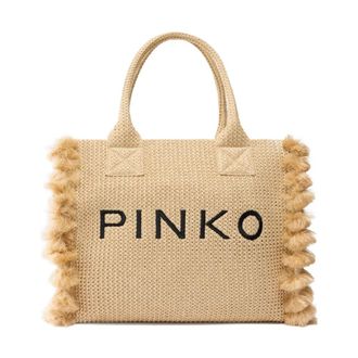 Pinko Pinko, Femme, Sacs, Beige, Taille: ONE Size Beach Shopper