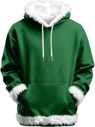 Generic Sweat-shirt unisexe doublé en polaire, couleur unie, manches longues, style manteau, pull à capuche dhiver pour homme, Vert noir, 6XL