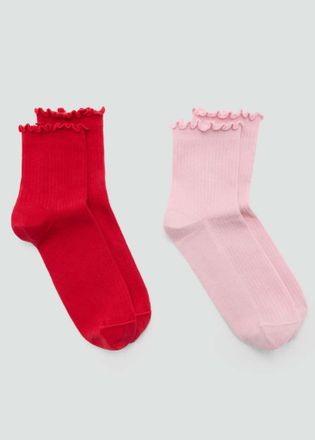 Mango Lot 2 paires de chaussettes coton rose clair - Femme - Taille unique - MANGO