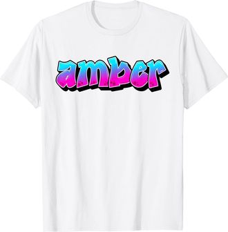 BDAZ Amber Graffiti Personalisierter Name Blau Rosa Frauen M&auml;dchen T-Shirt